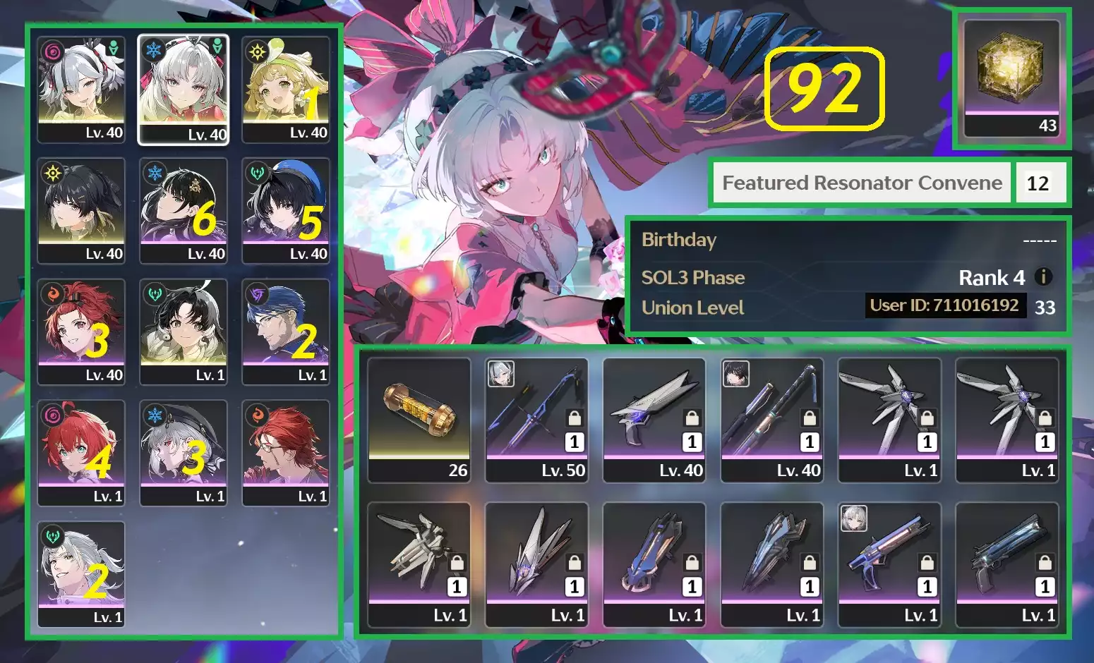 Acc #52097: Acc của Vua Hải Tặc DevisGD ( SV Asia - Kuro ), giá 100,000 đ