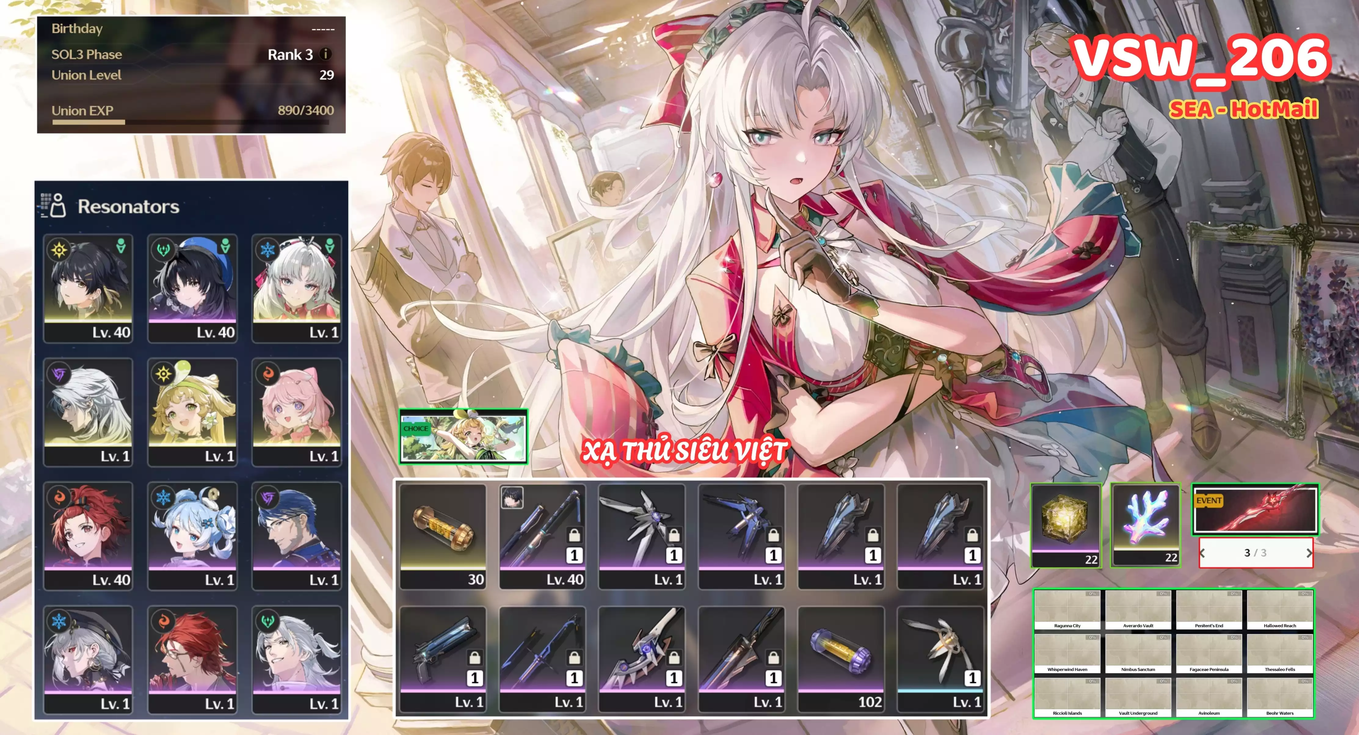 Acc #56865: [ VSW_206 SIÊU PHẨM WAIFU ] CARLOTTA + VERINA + CALCHARO + ENCORE. 3 TRANG BANNER ...